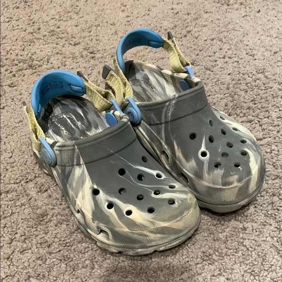 CROCS | Shoes | Crocs Gray And Blue Sandals With Ventilation | Poshmark